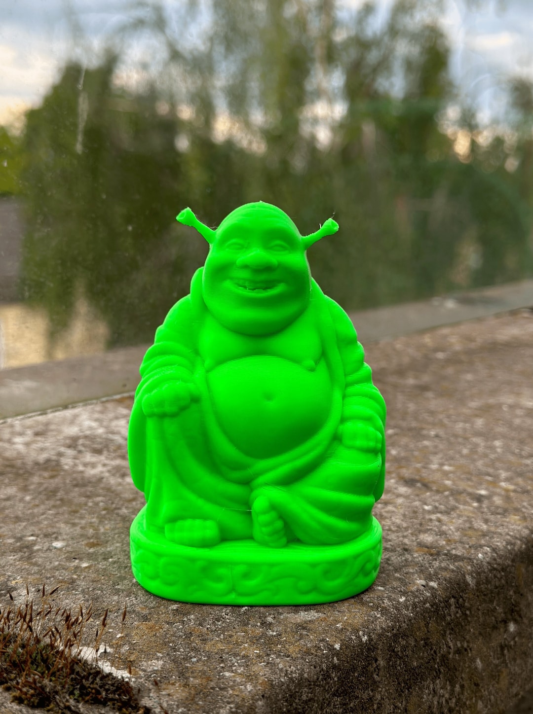 3D Printed Shrek Buddha Statue: Funny Desk Decor - Neon Green or Marble ...