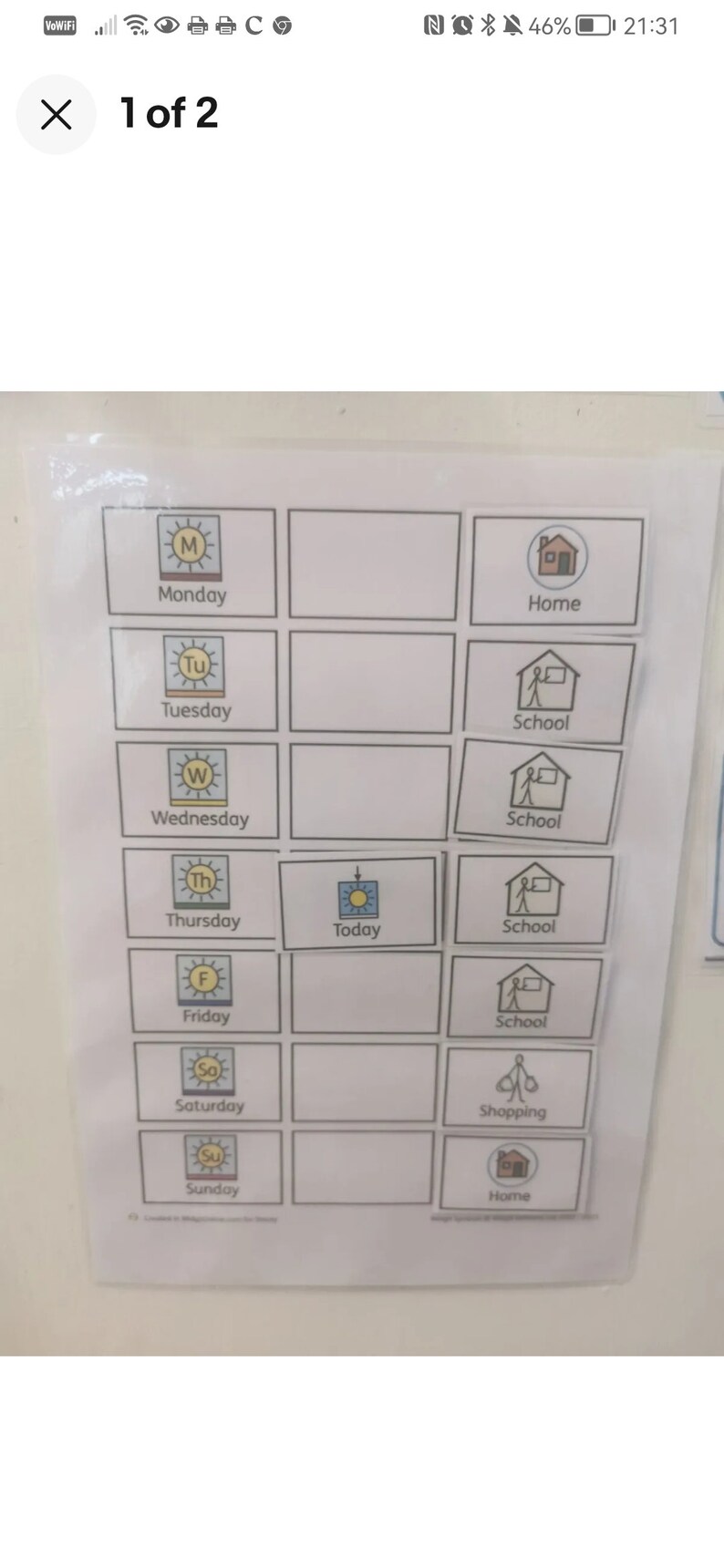 SEN Visual Aid Today is Weekly Plan - Etsy