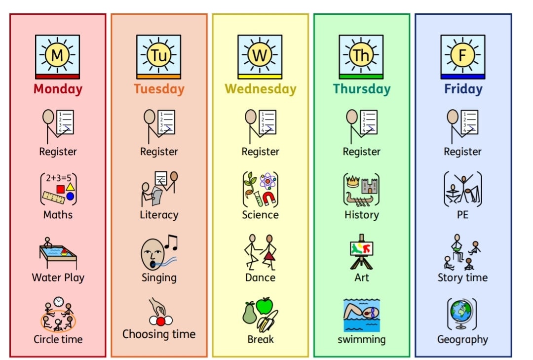 SEN Visual Aid Coloured Timetable - Etsy UK