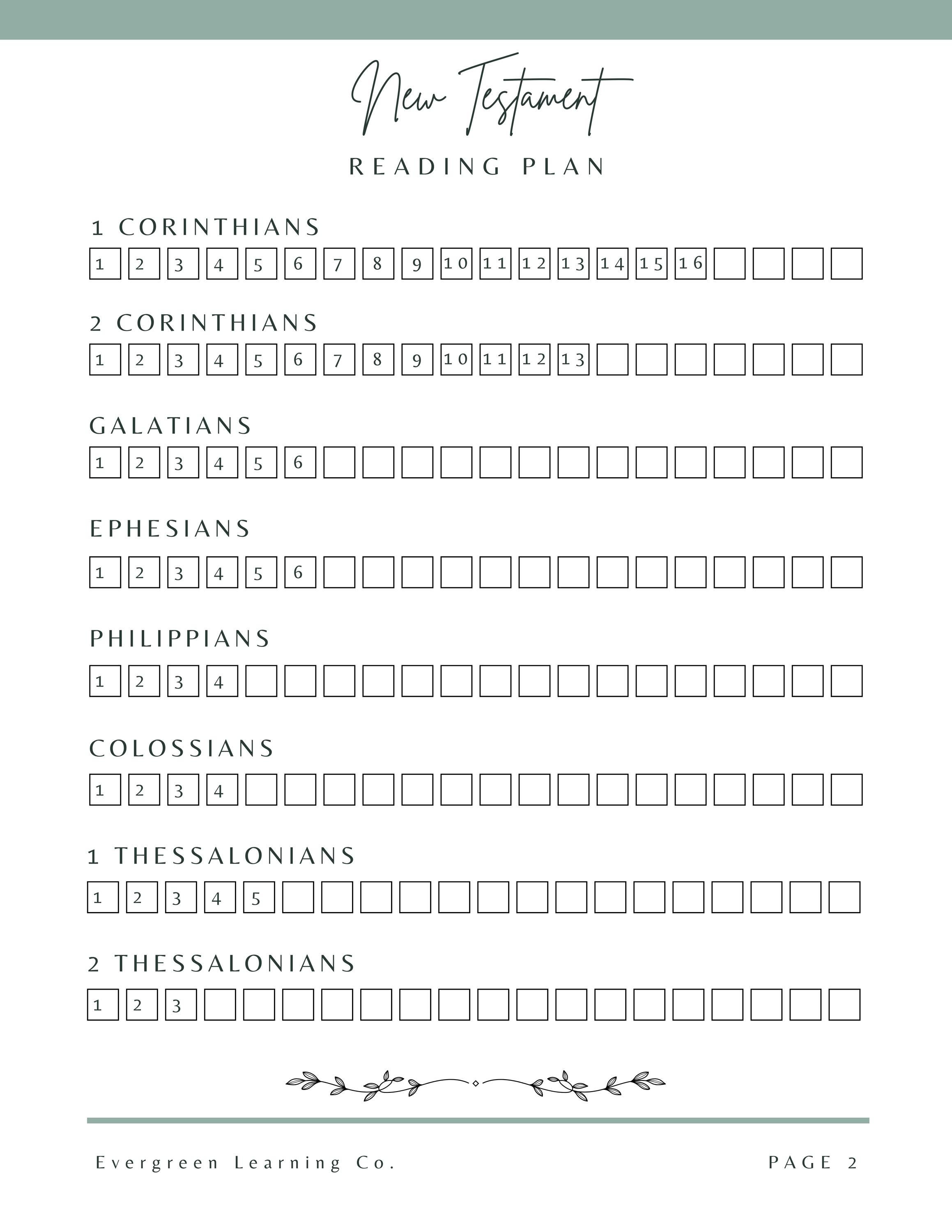 Printable Bible Reading Plan - New Testament Design - Etsy