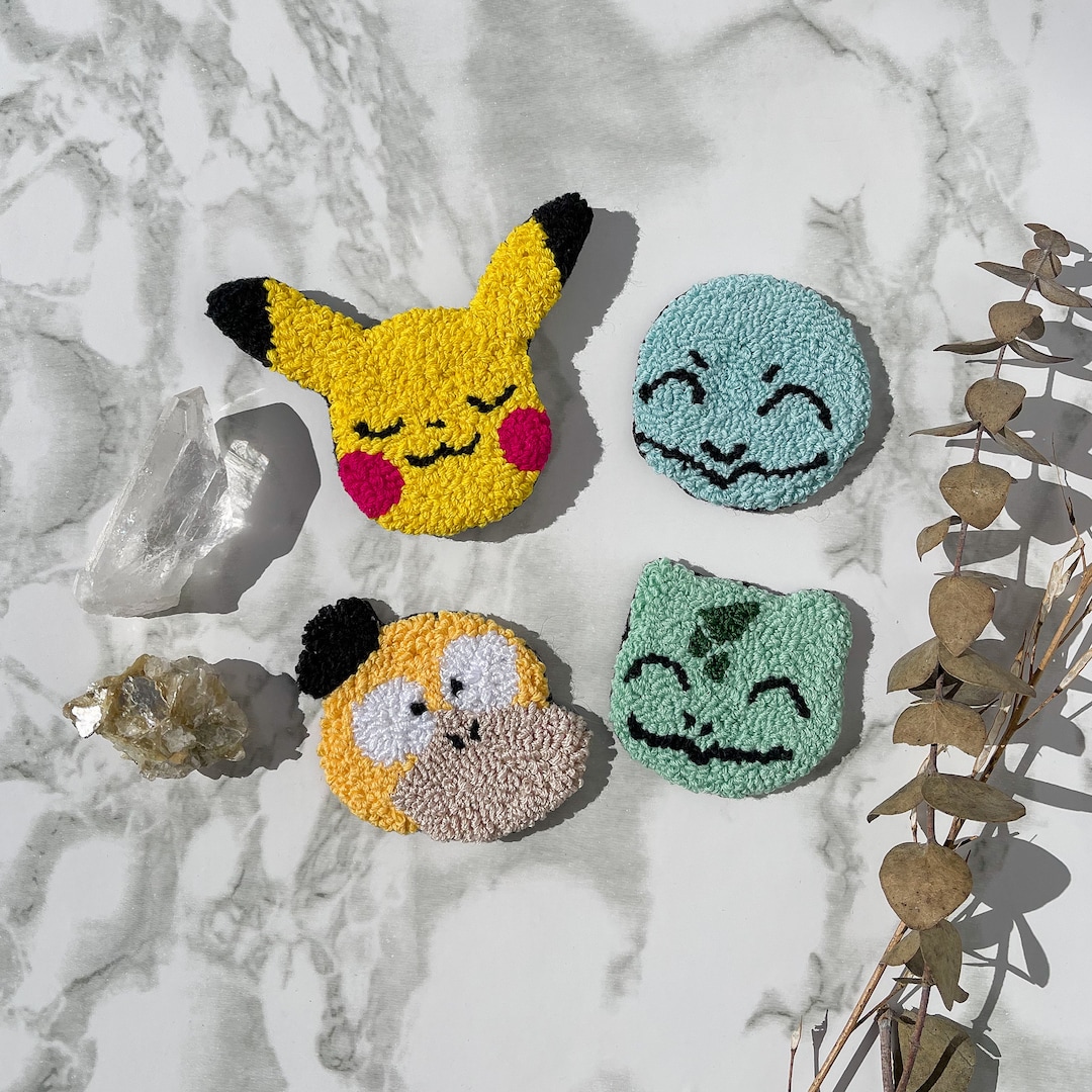 Pokémon Squirtle Pikachu Bulbasaur Psyduck Fridge Magnet - Punch Needle ...