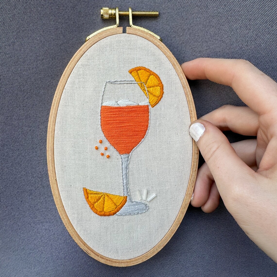 Aperol Spritz Drink Embroidery Hoop Art 6x4 Hand-sewn Kitchen Bar Art ...