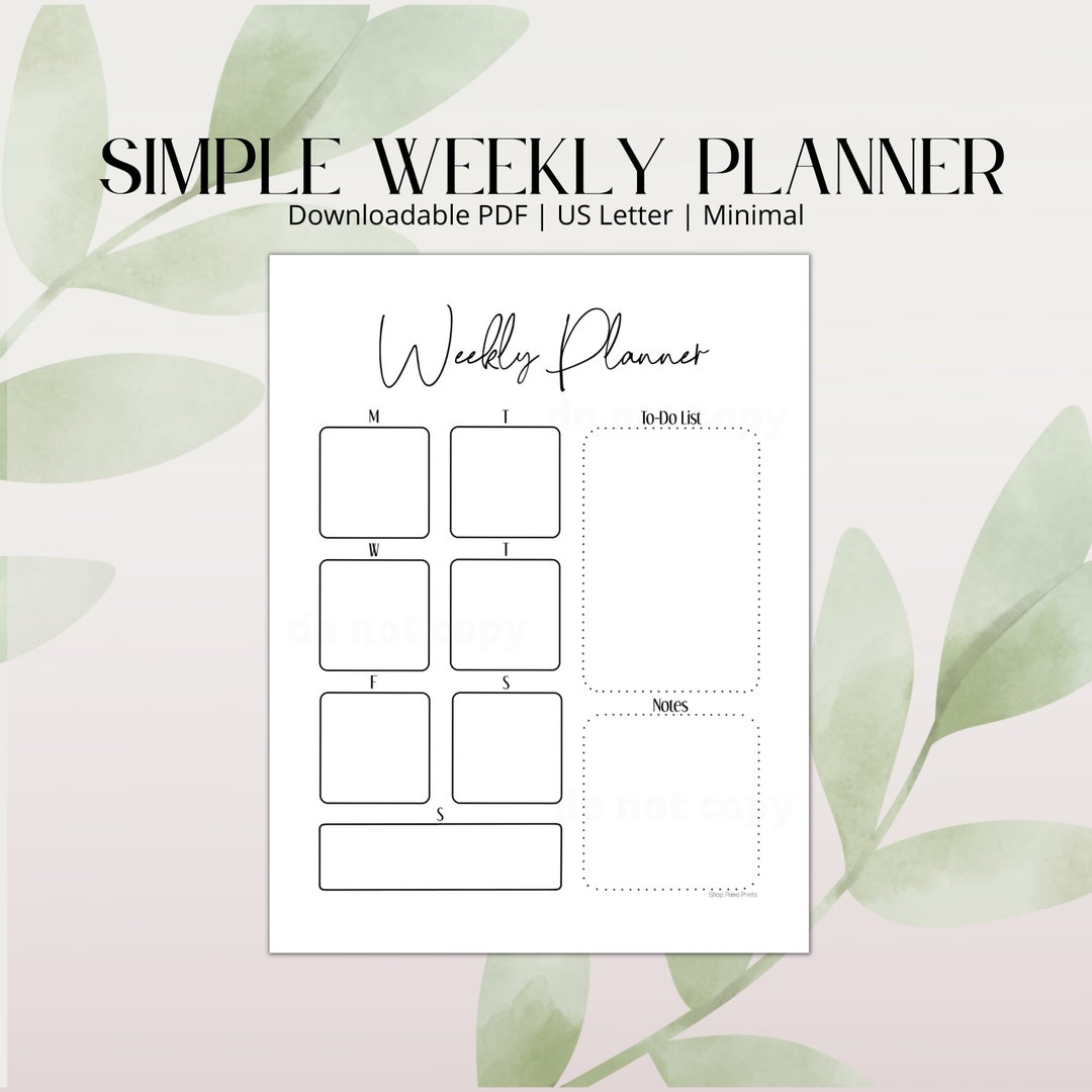 Simple Weekly Planner Minimal Cute Trendy Organization - Etsy