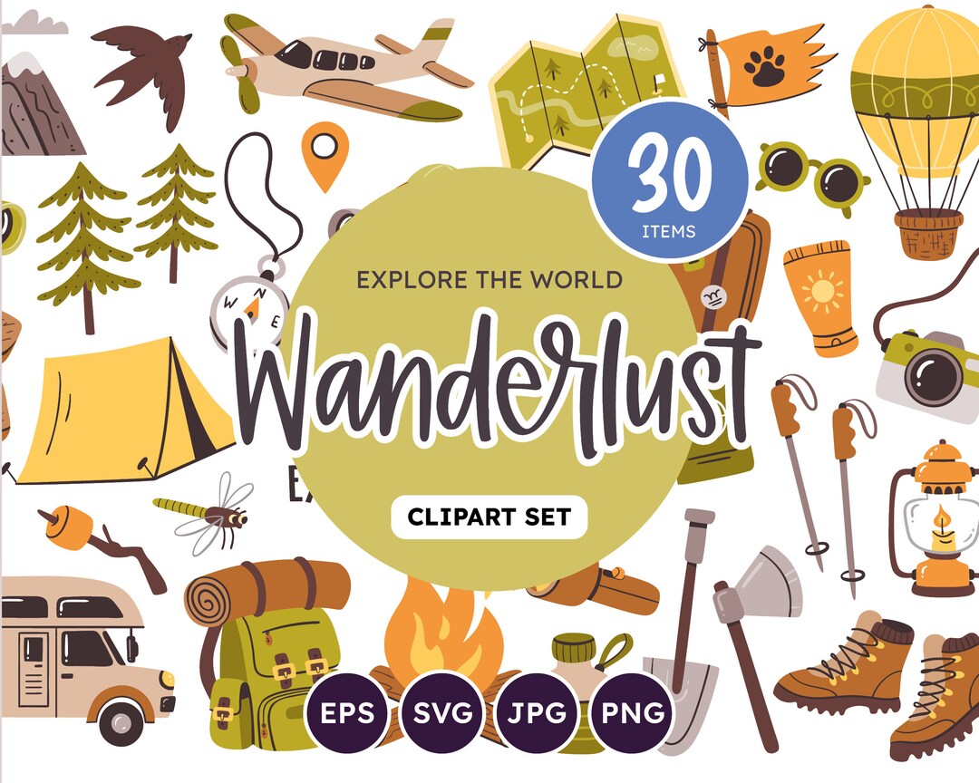 Camping and Adventures Cliparts, Wanderlust, Travel Lifestyle Clip Art ...
