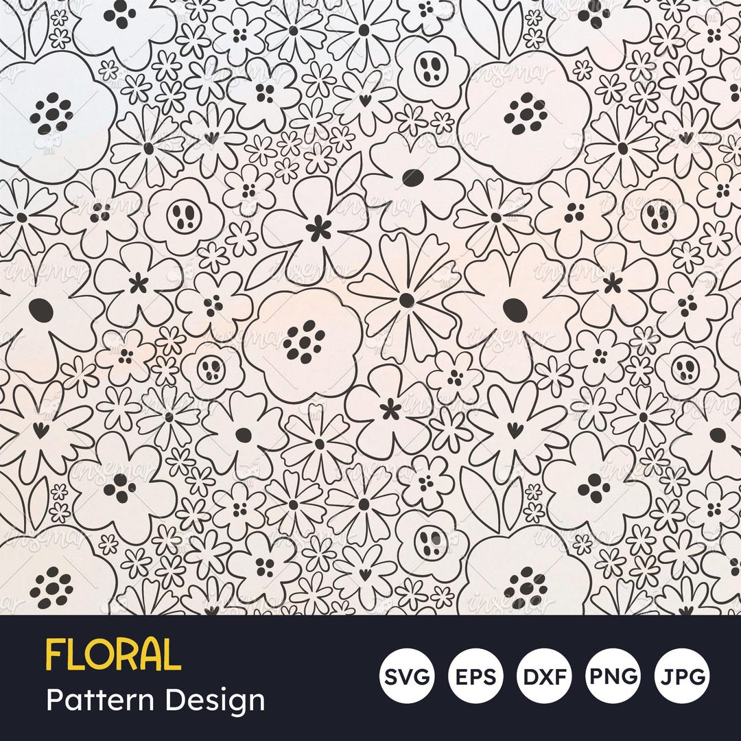 Floral Pattern SVG: Seamless Flower Design for Laser Cutting (digital ...