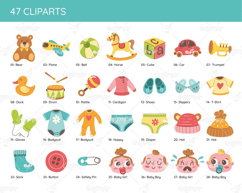 Baby Shower Clip Art Collection Babies Clipart Set Newborn - Etsy