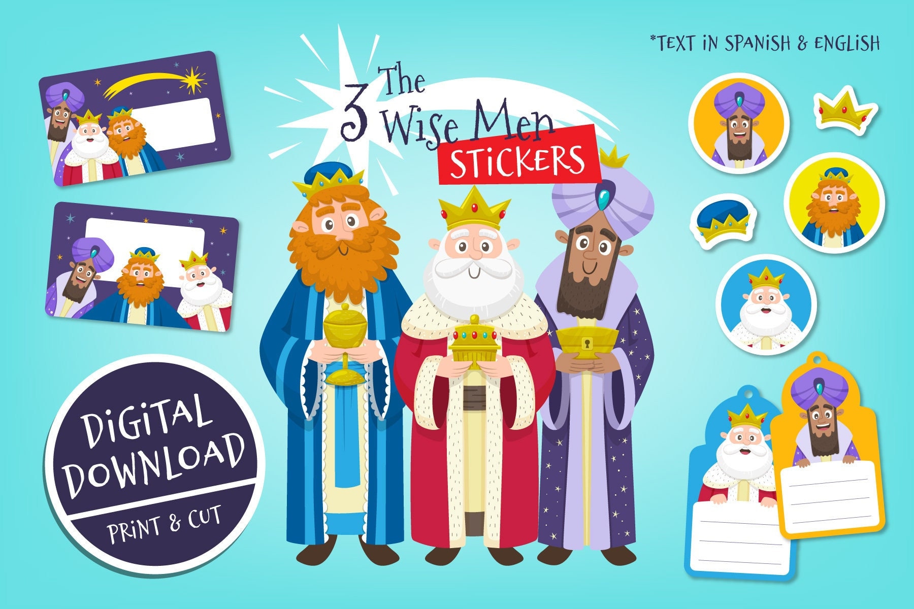Wise Men Sticker Collection, Three Kings Stickers, Pegatinas Reyes ...
