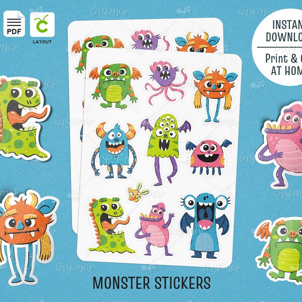 Cute Monster Stickers - Etsy