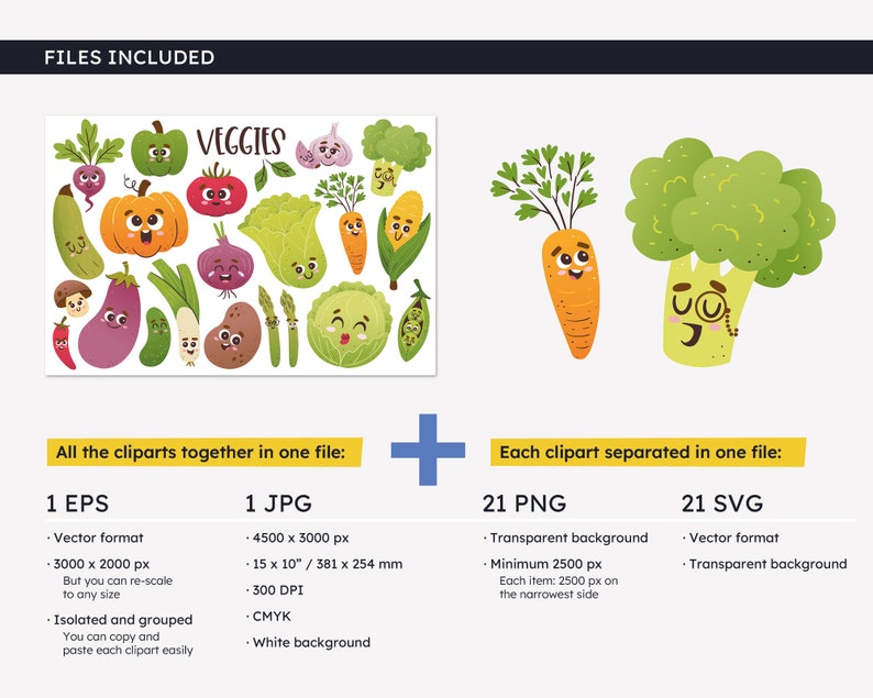 Veggies Clipart Set, Cartoon Vegetables, Cute Vegan Collection ...