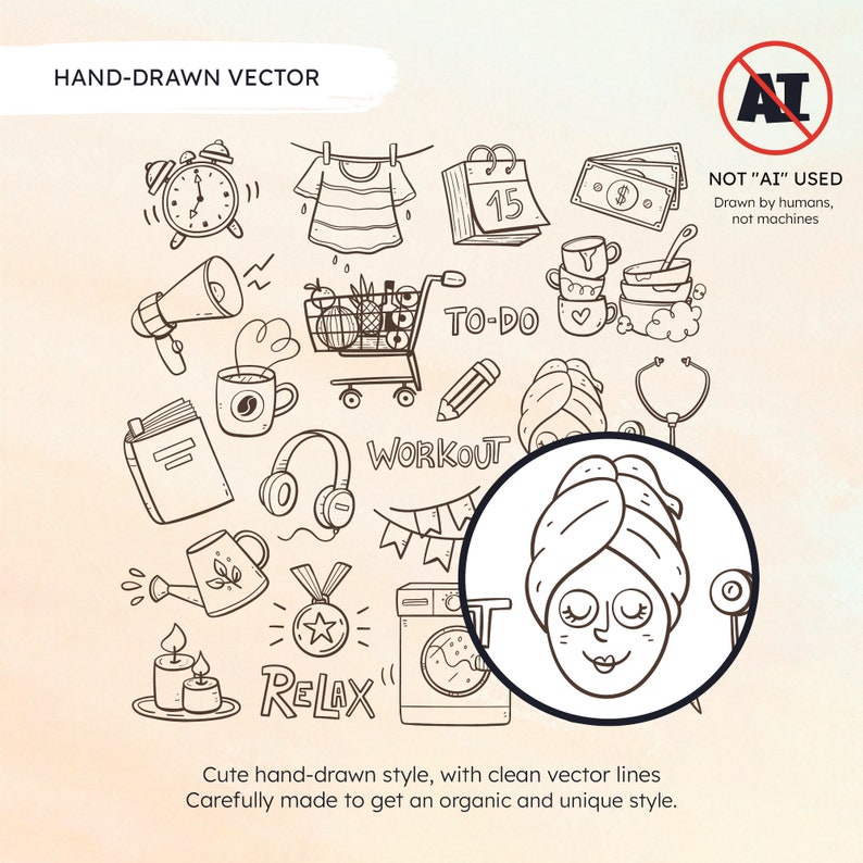 Daily Routines Doodles: Date Reminders, Home Chores. Hand-drawn Vector ...