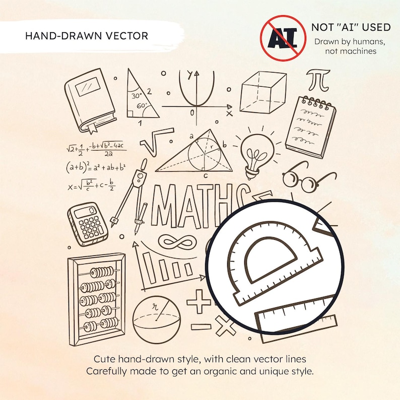 Math Doodles: School Subject Clipart Set (EPS, SVG, PNG) Digital ...