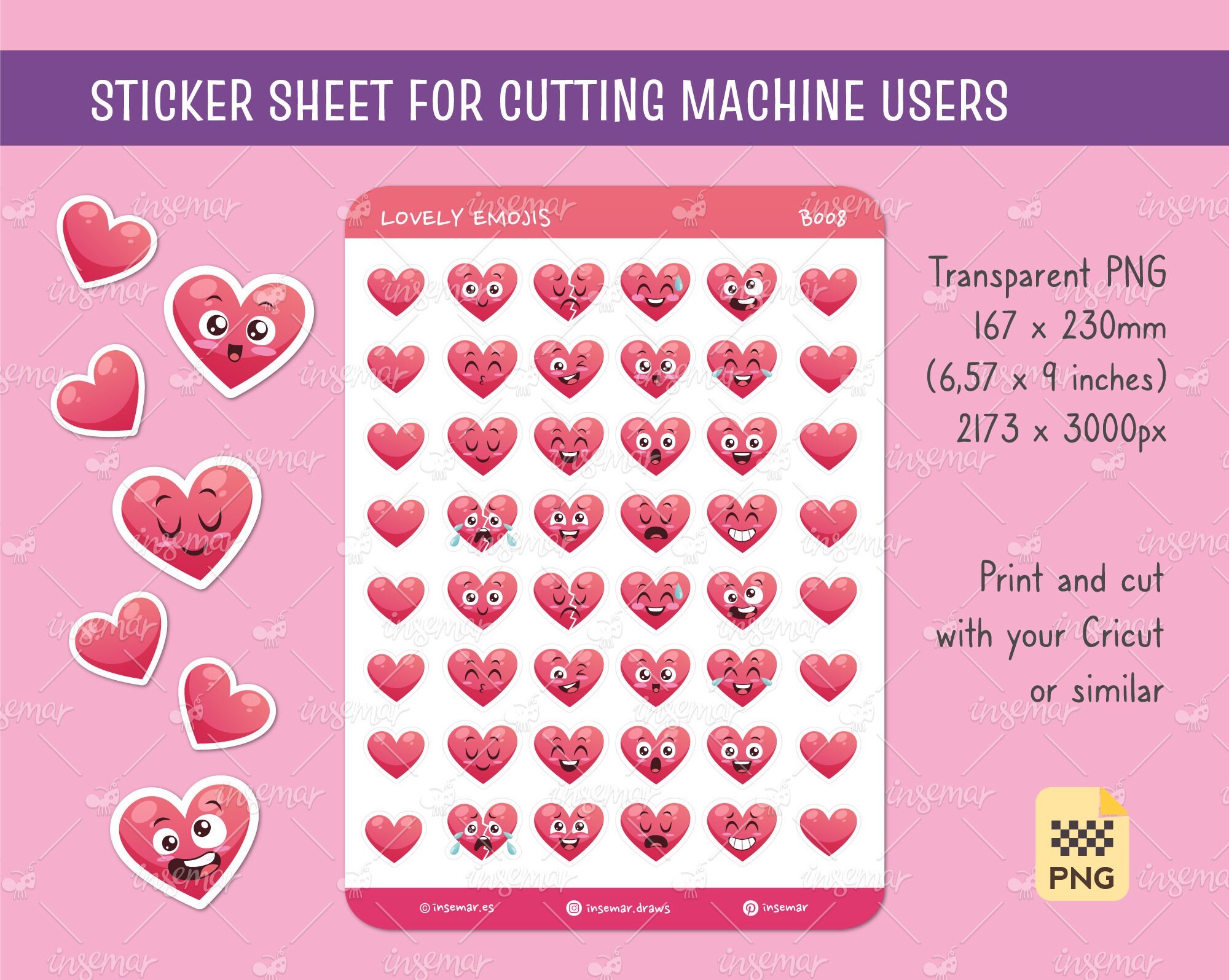 Valentine Day Printable Stickers, Love Clipart Stickers, Heart Shape ...