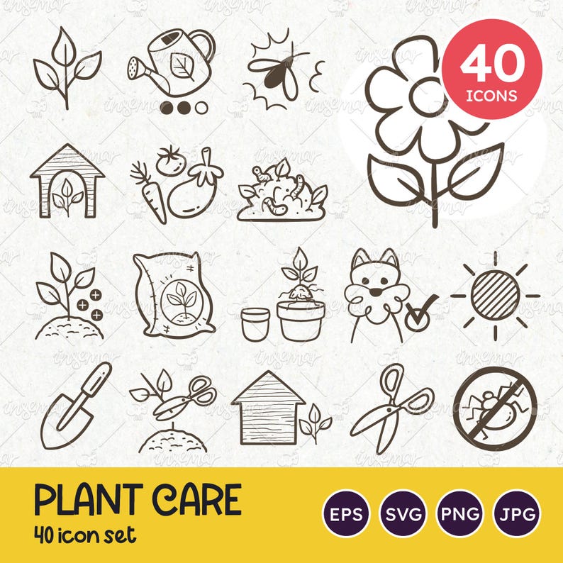 Plant Care Icons: Hand-drawn Vector SVG, PNG, EPS - Etsy Australia