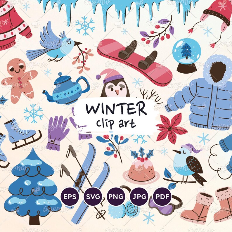 Winter Season Clip Art. PNG, EPS, SVG - Etsy