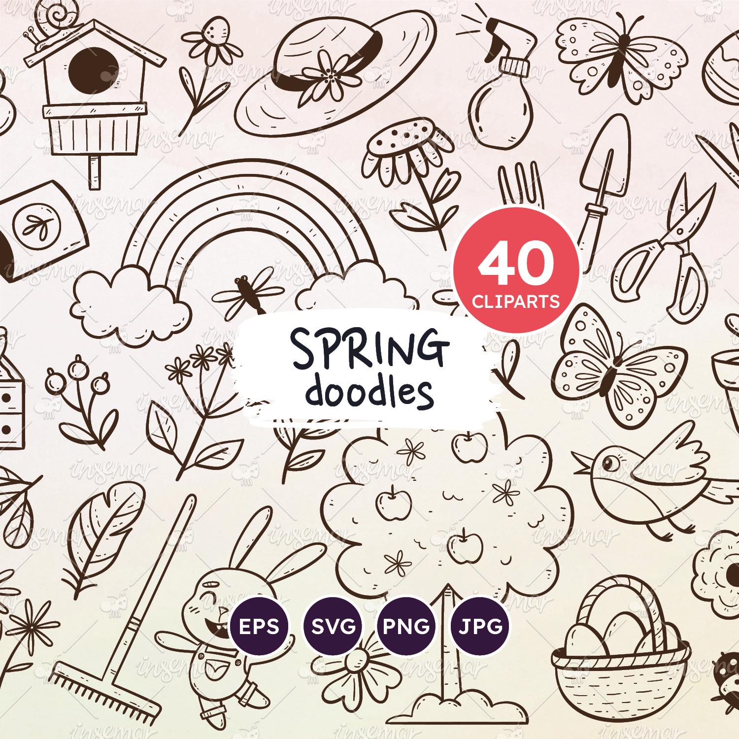 Spring Doodle Collection, Cute Spring Clip Art Drawings, Seasonal ...