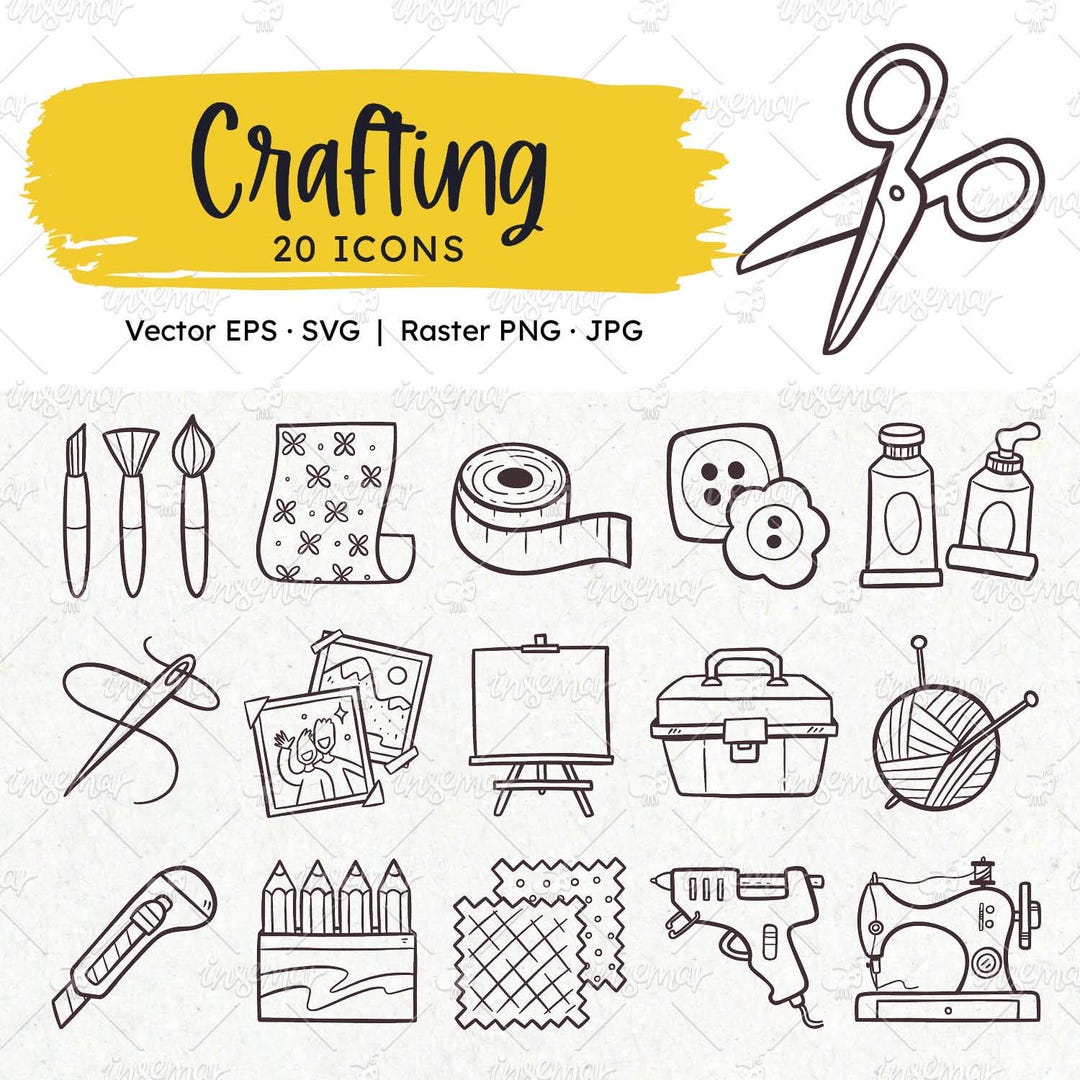 Crafting Icon Set: Doodle Clipart for Scrapbooking & Craft Projects ...
