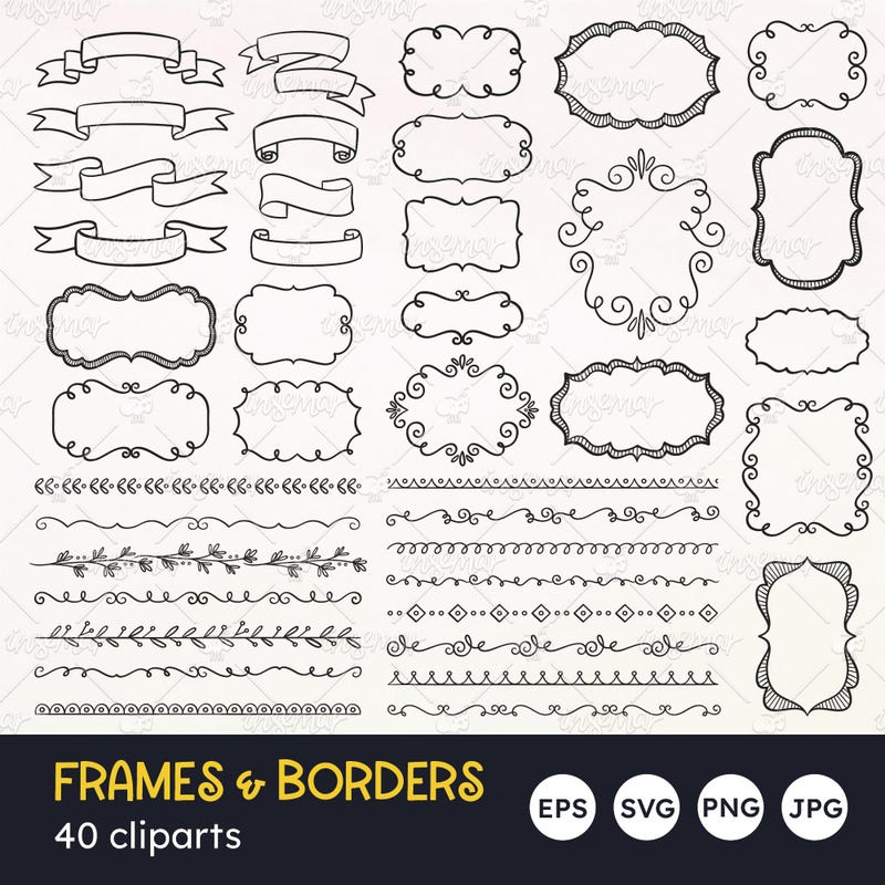 Hand Drawn Ribbons - Etsy