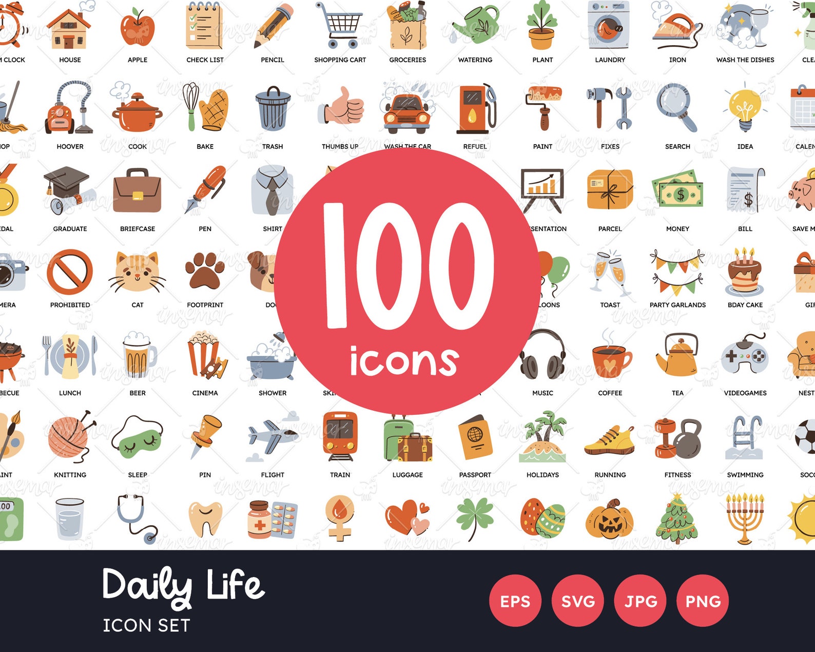 Everyday Icon Set 100 Daily Life Icons Daily Planner Icons - Etsy