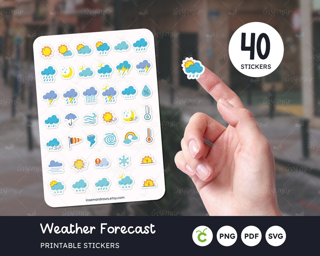 Weather Forecast Printable Stickers. Cricut Template, PNG, SVG, PDF - Etsy