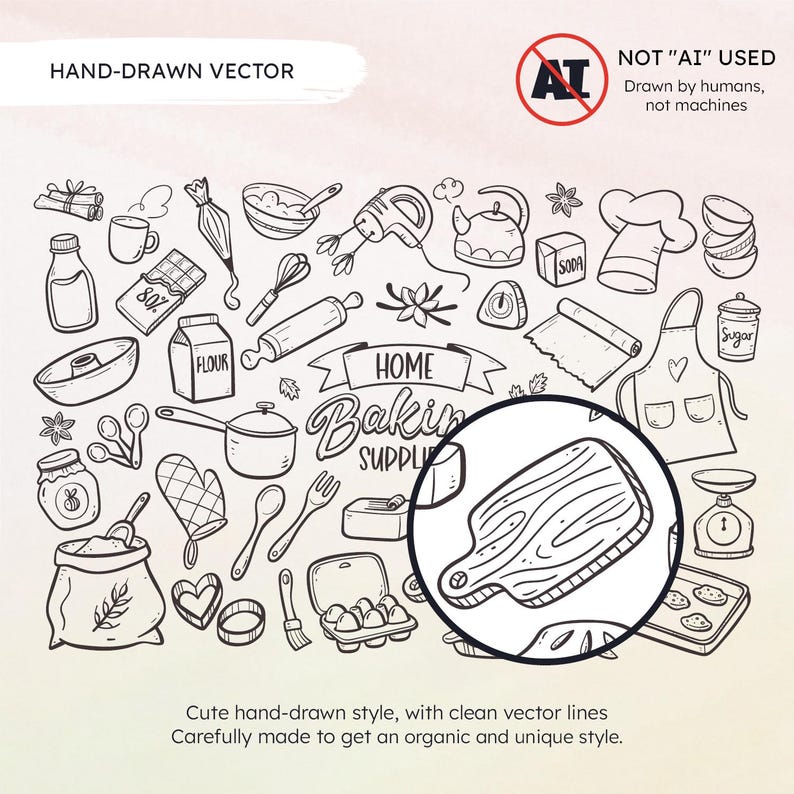 Baking Clipart Set: Kitchen Utensils, Home Baking Doodles (SVG, EPS ...