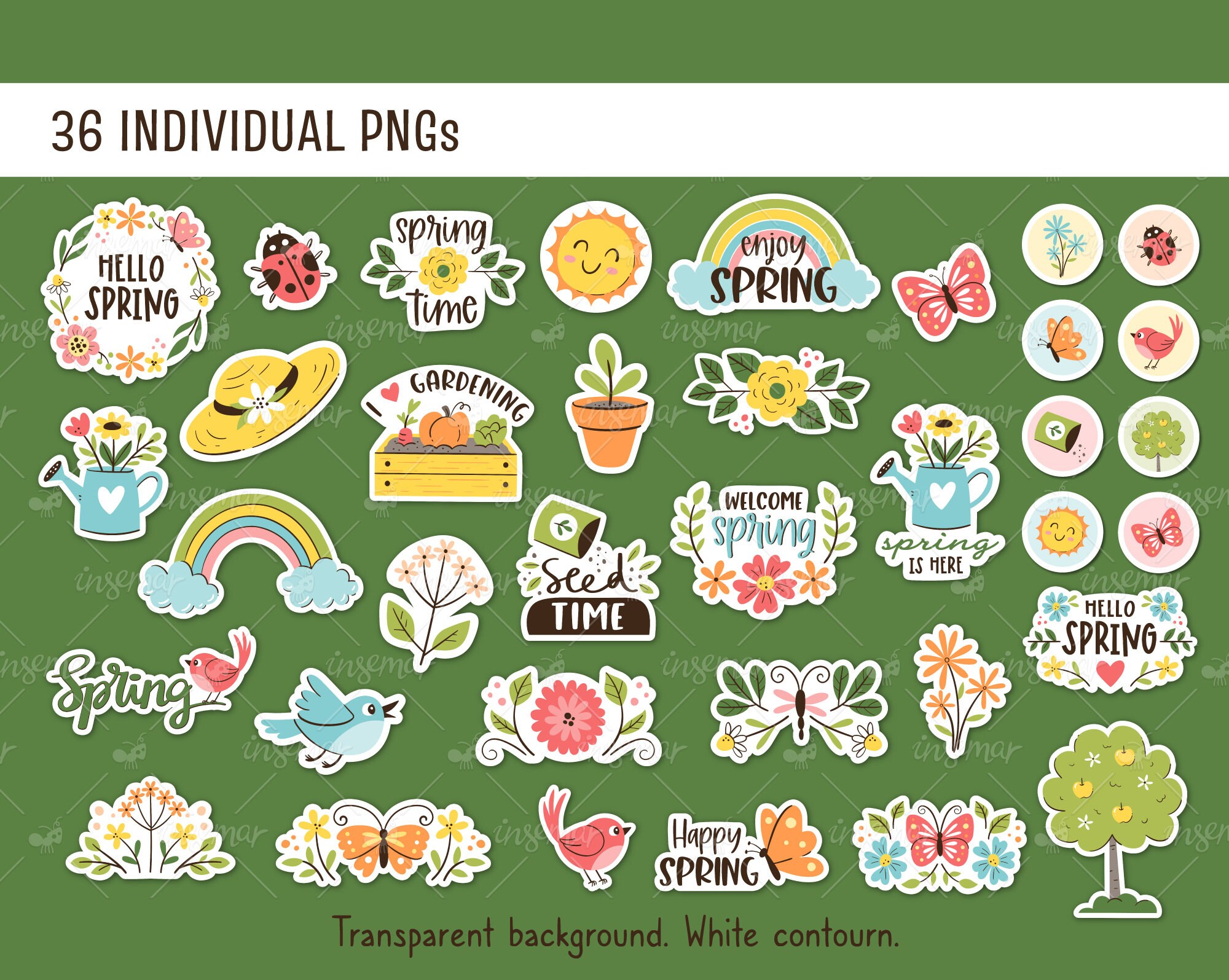 Spring Season Printable Stickers, Digital Stickers, Seasonal Stickers ...