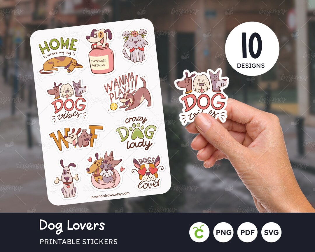 Dog Stickers, Printable Stickers, Cute Dogs, Print at Home, Funny ...