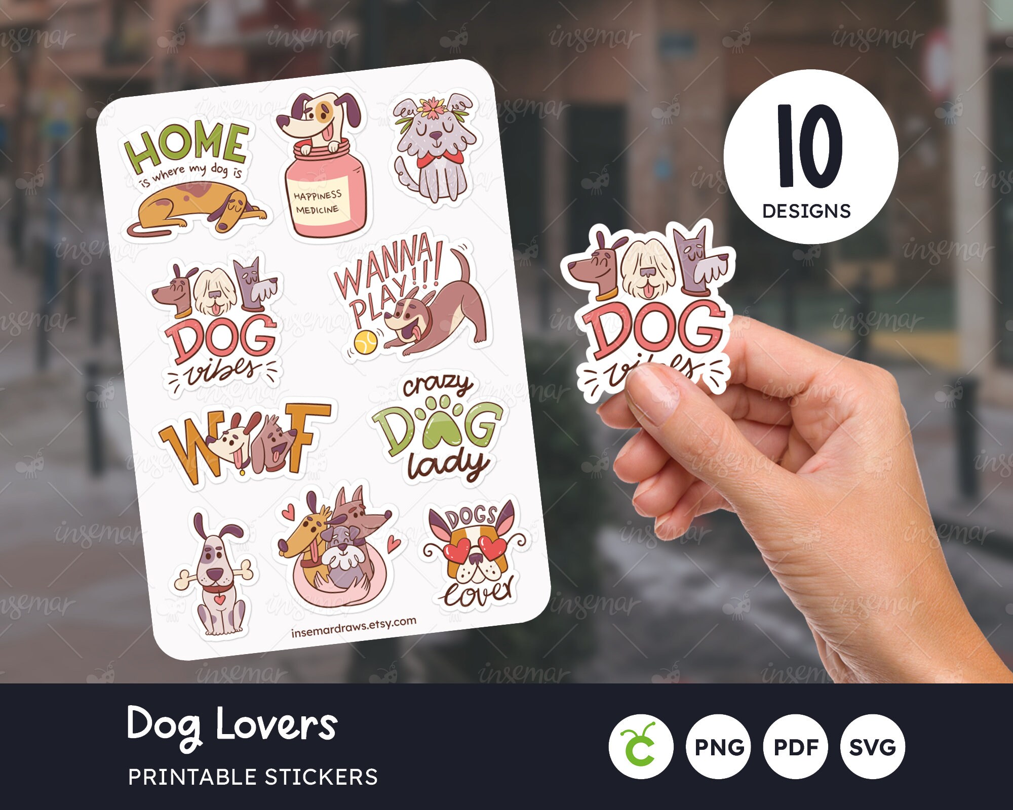 Dog Stickers, Printable Stickers, Cute Dogs, Print at Home, Funny ...