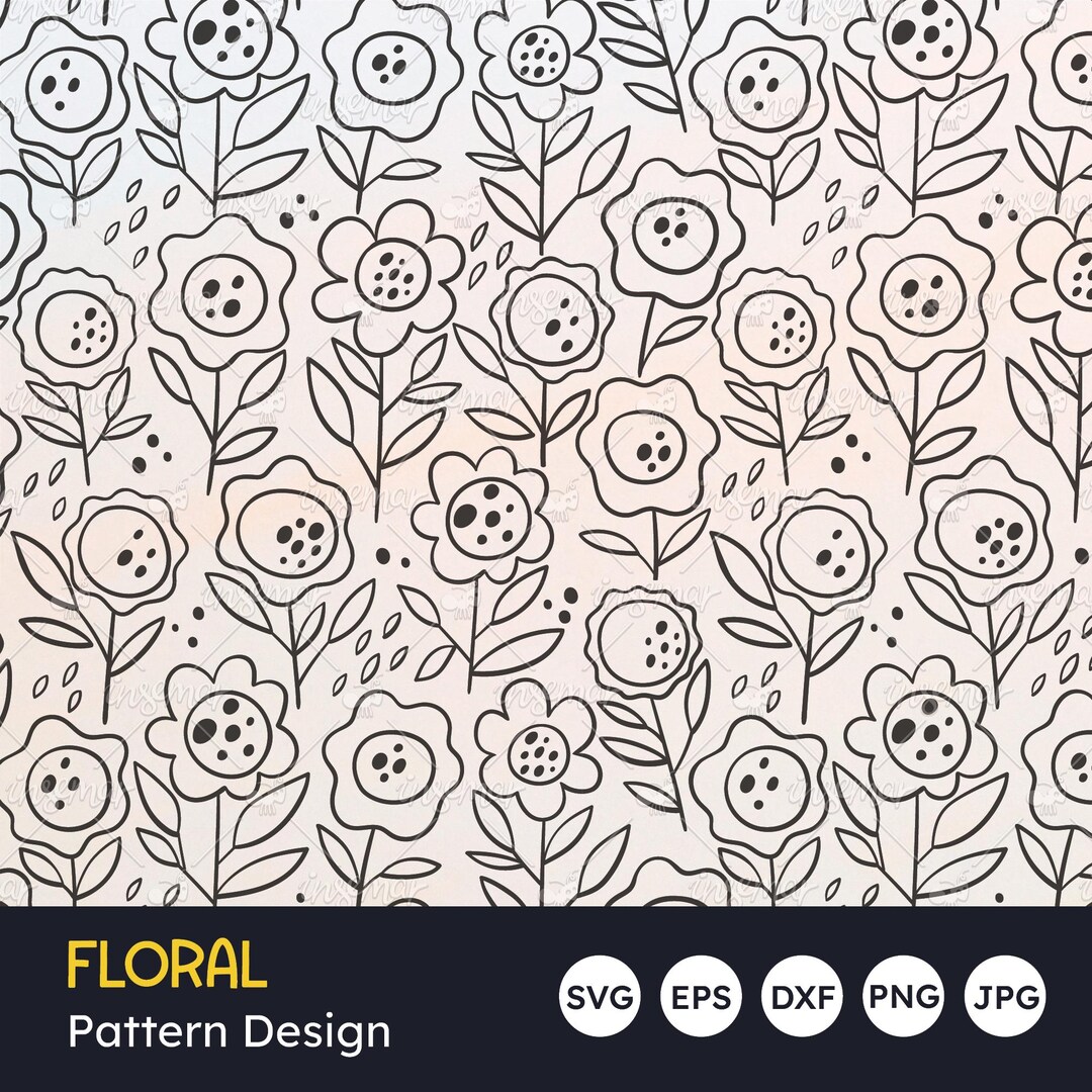 Floral Pattern SVG: Seamless Flower Design for Laser Cutting (digital ...