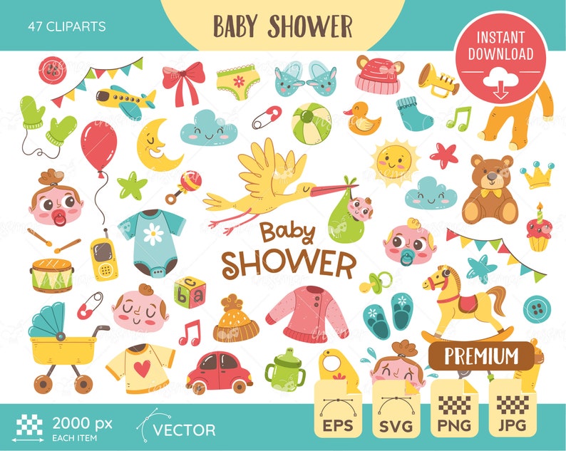 Baby Shower Clip Art Collection Babies Clipart Set Newborn - Etsy