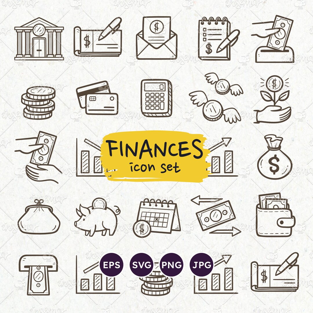 Finance Icons: Hand-drawn Money Icons (EPS, SVG, PNG) - Etsy