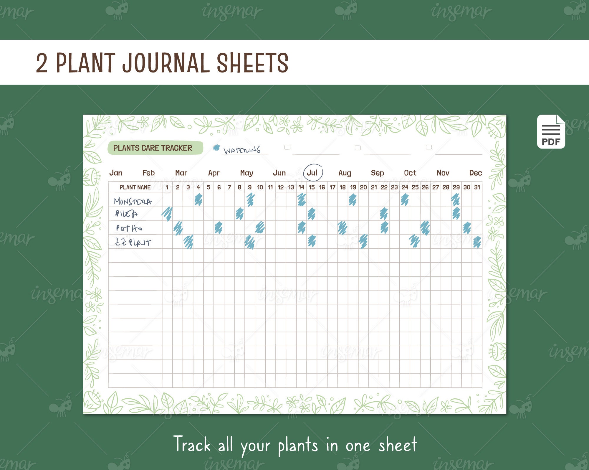 Plant Care Stickers for Calendars Planners Bullet - Etsy