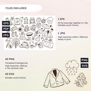 Autumn Doodle Clip-art Set, Fall Season Doodles, Cute Autumn Elements ...