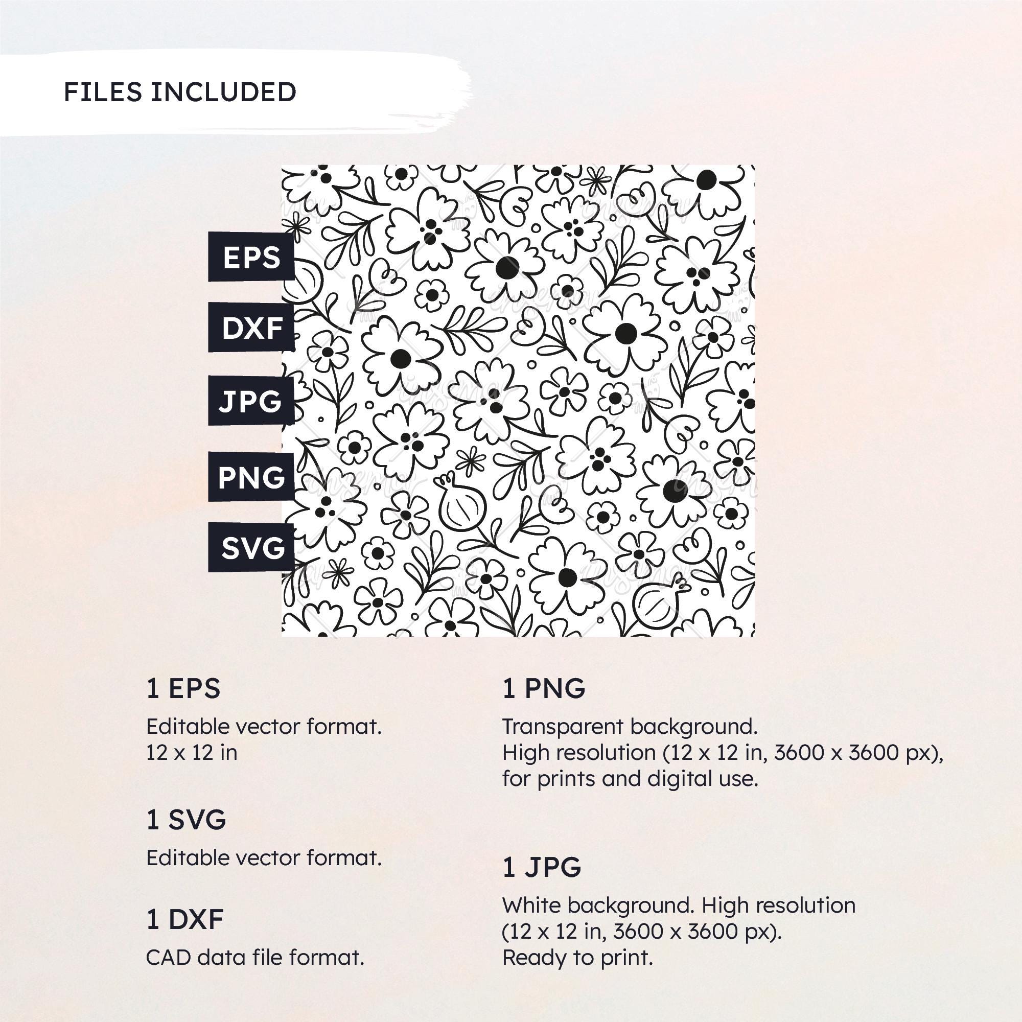 Floral Pattern SVG: Seamless Flower Design for Laser Cutting (digital ...
