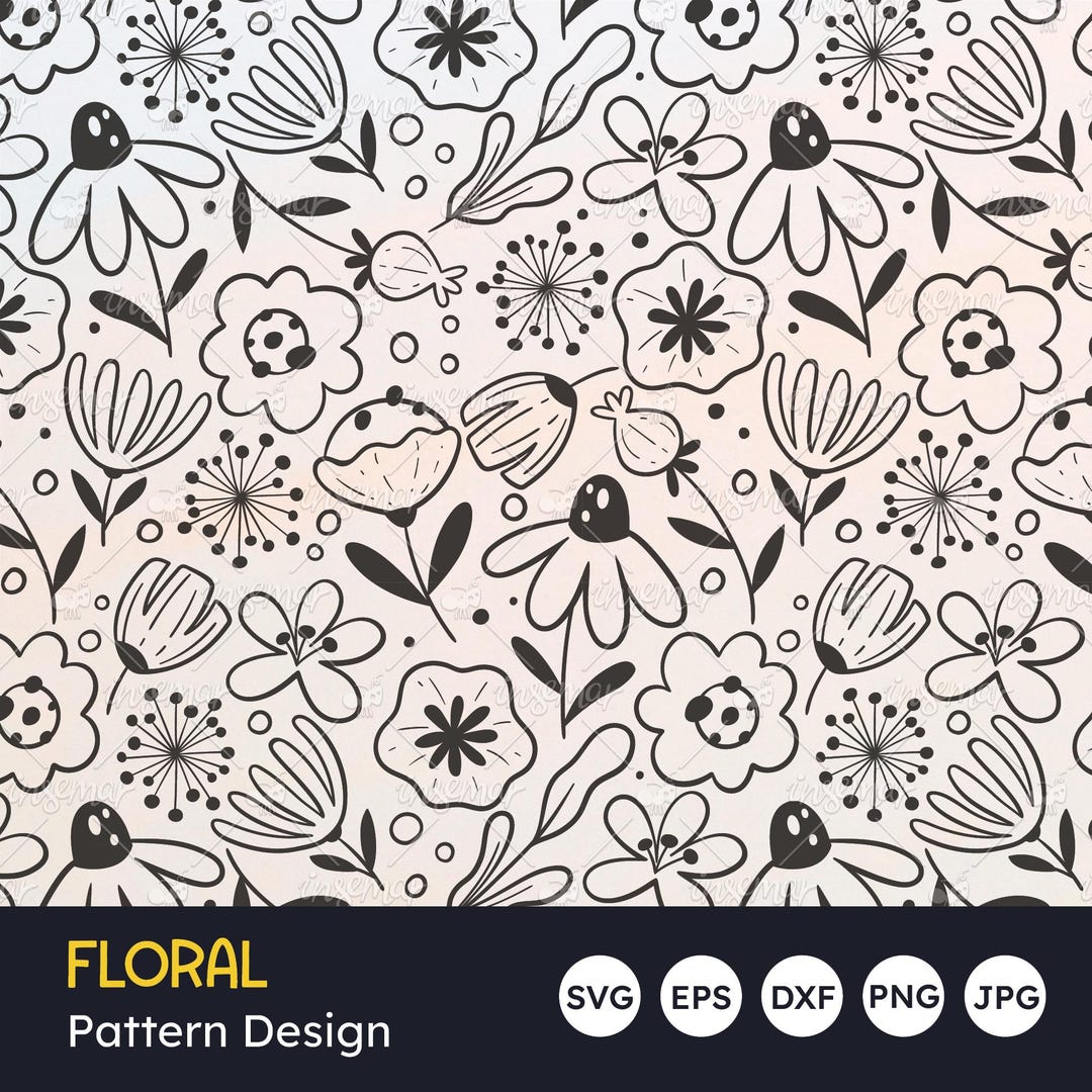 Floral Seamless Pattern SVG: Laser Cut, Engraving, Scrapbooking ...