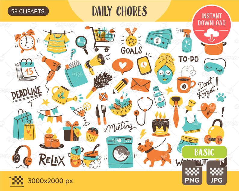 Daily Routines Cliparts Reminder Cliparts Lifestyle - Etsy
