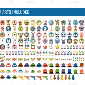 Animal Avatar Creator Kit / Avatar Maker /animal Clip Arts / Cute ...