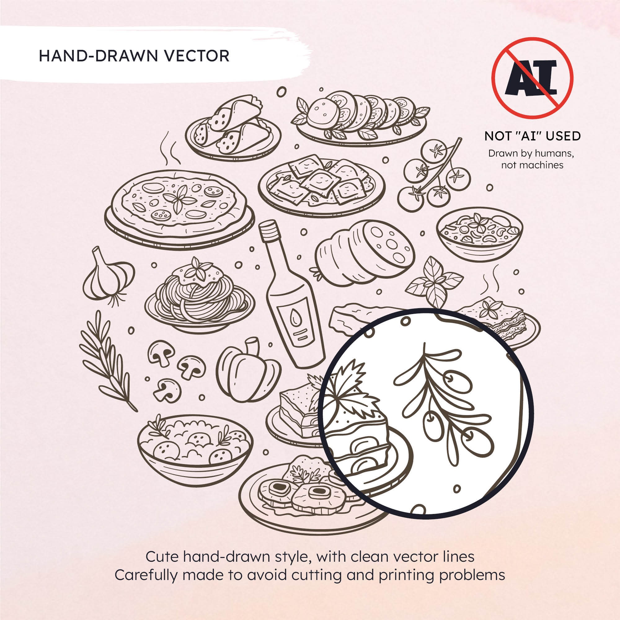 Italian Food Icons. Typical Italian Food & Ingredients. SVG Vector ...