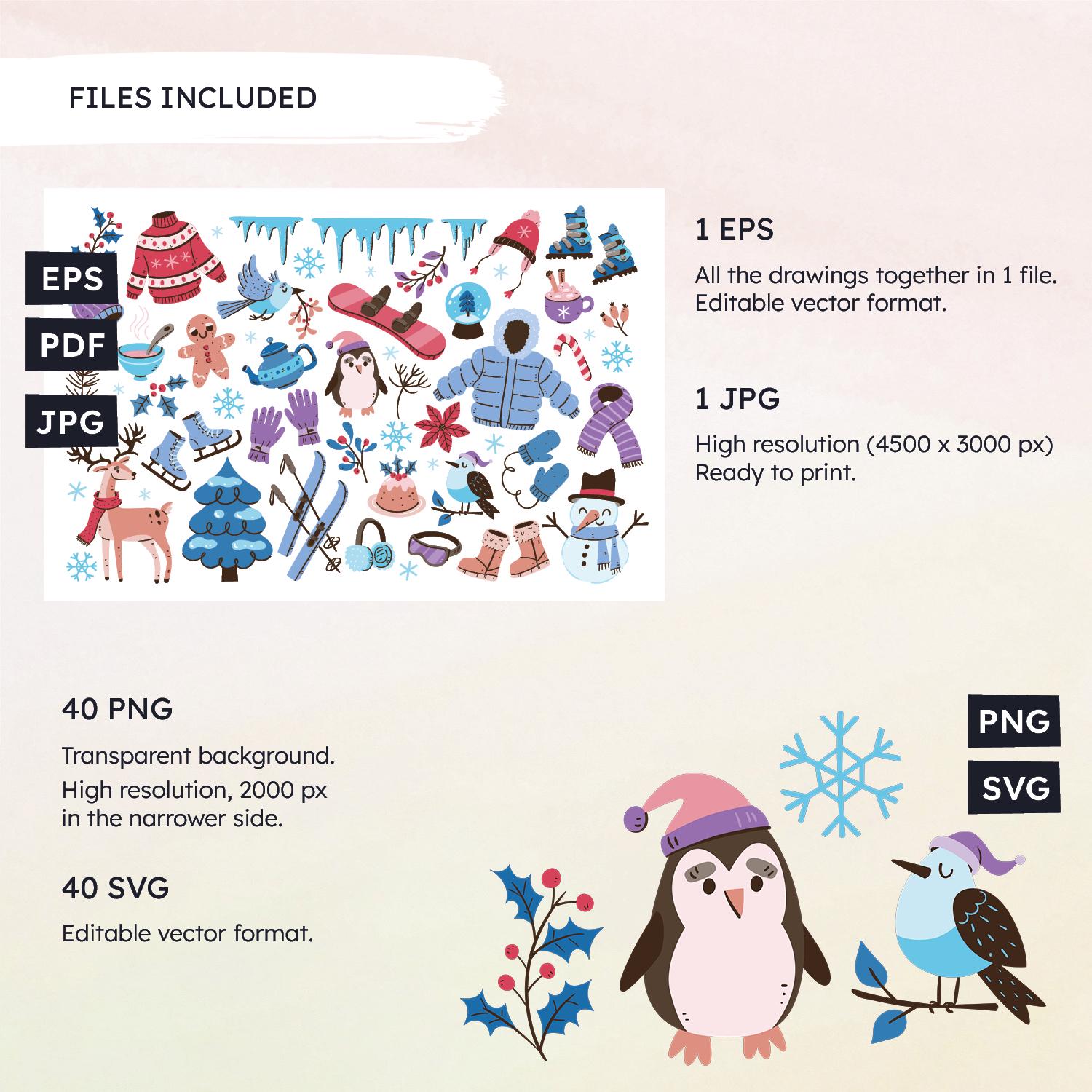 Winter Season Clip Art. PNG, EPS, SVG - Etsy