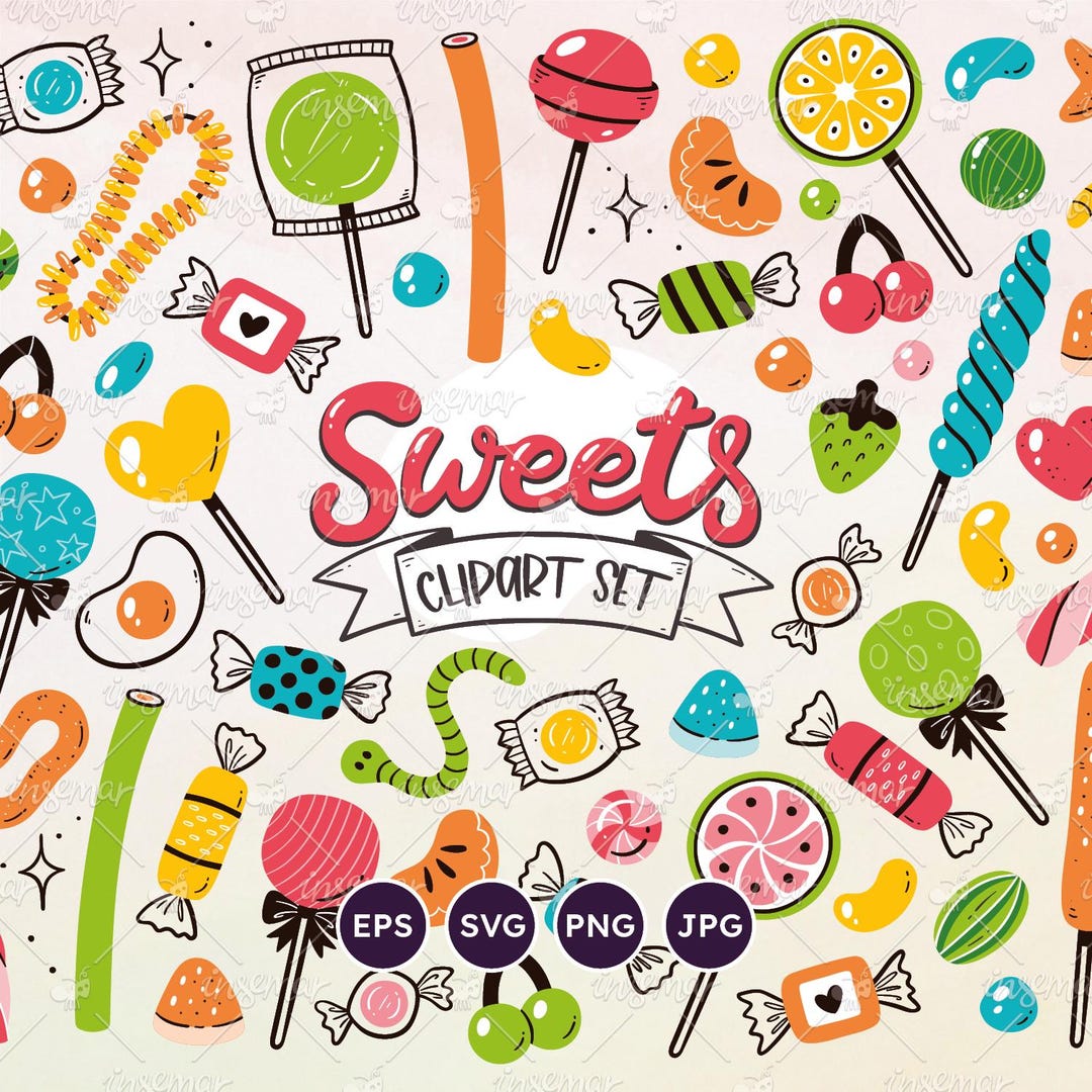 Candy Clip Art: Hand-drawn Lollipop and Sweets, Vector EPS, SVG, PNG - Etsy