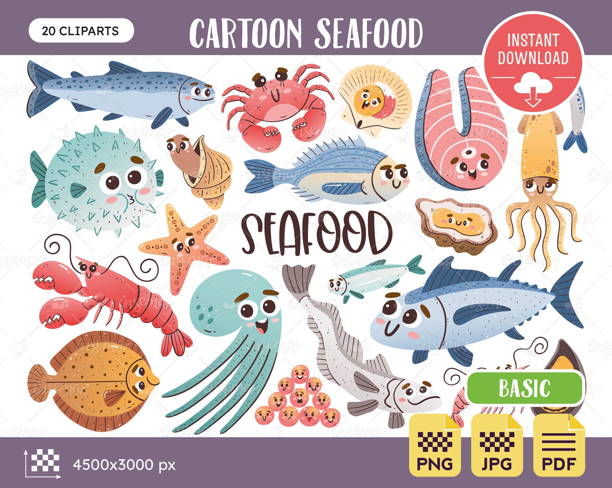 Fish And Shellfish Clipart Sun