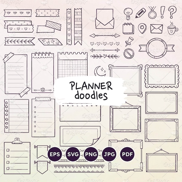 Autumn Doodle Clip-art Set, Fall Season Doodles, Cute Autumn Elements ...