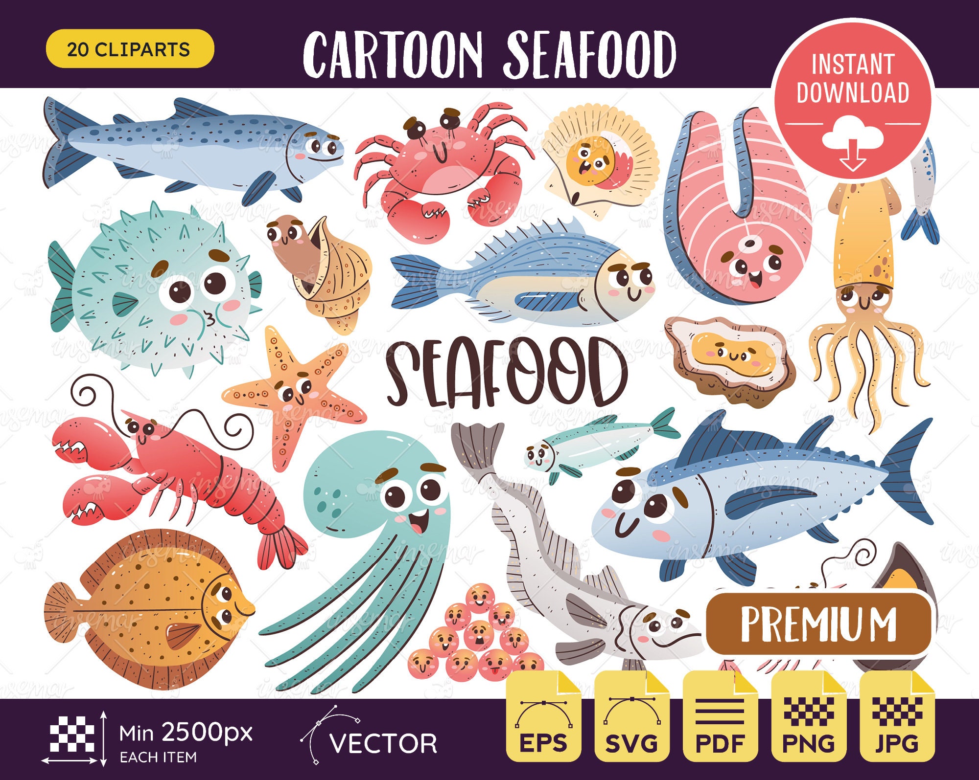 Fish And Shellfish Clipart Sun