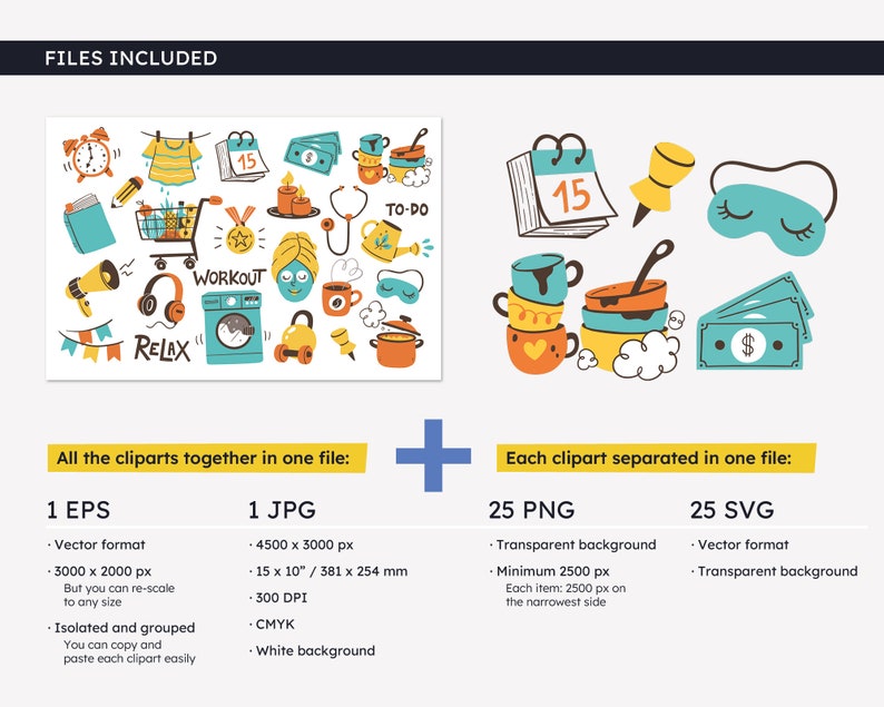 Daily Routines Cliparts, Reminder Cliparts, Lifestyle Icons, Calendar ...