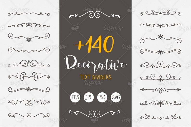 Vintage Text Dividers Hand Drawn Text Decoration Swirl Text - Etsy