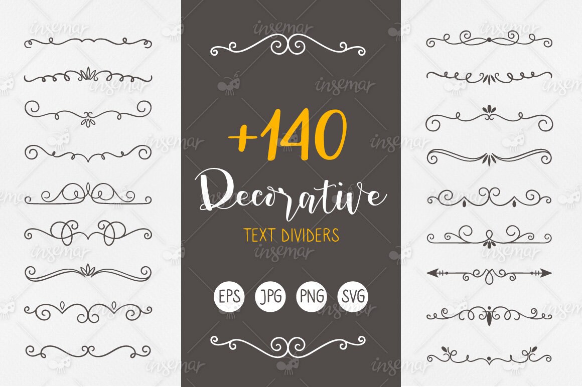 Vintage Text Dividers Hand Drawn Text Decoration Swirl Text - Etsy