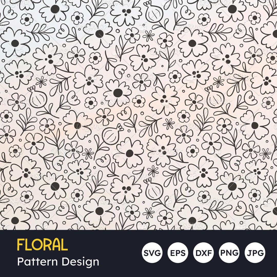 Floral Pattern SVG: Seamless Flower Design for Laser Cutting (digital ...