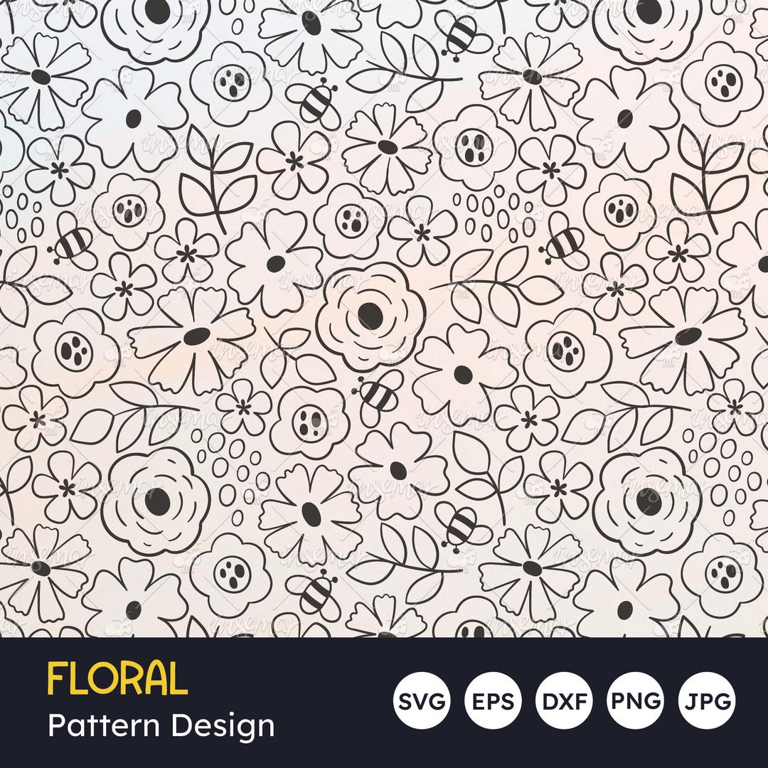 Floral Pattern SVG: Seamless Flower Design for Laser Cutting (digital ...