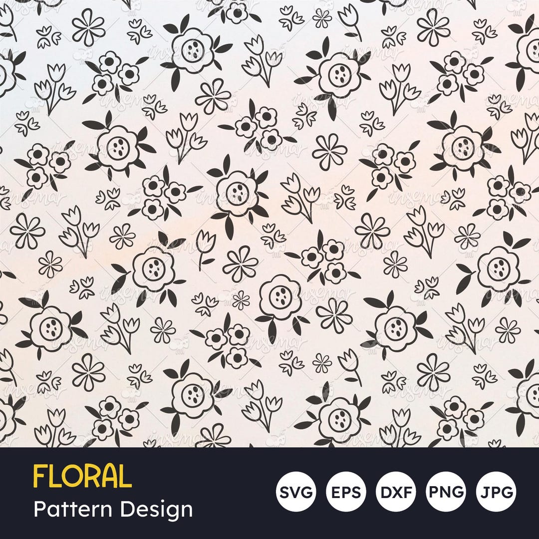 Floral Pattern SVG: Seamless Flower Design for Laser Cutting (digital ...