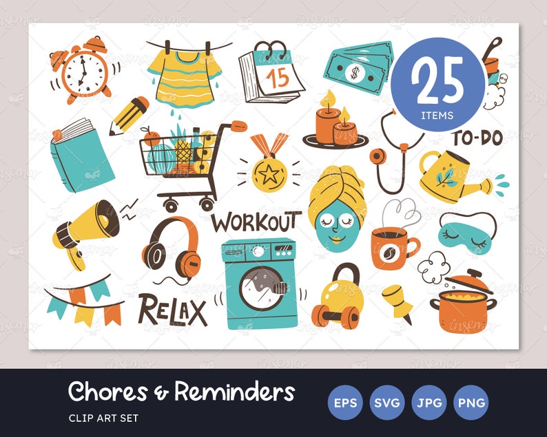 Daily Routines Cliparts, Reminder Cliparts, Lifestyle Icons, Calendar ...