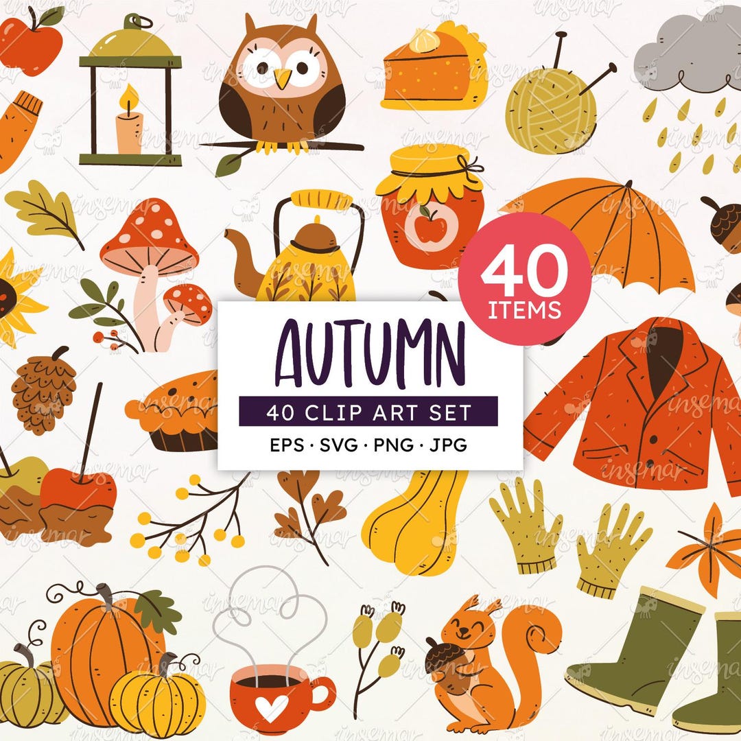 Autumn Clipart Bundle: Fall Leaves, Pumpkins, Acorns. SVG, PNG, EPS - Etsy